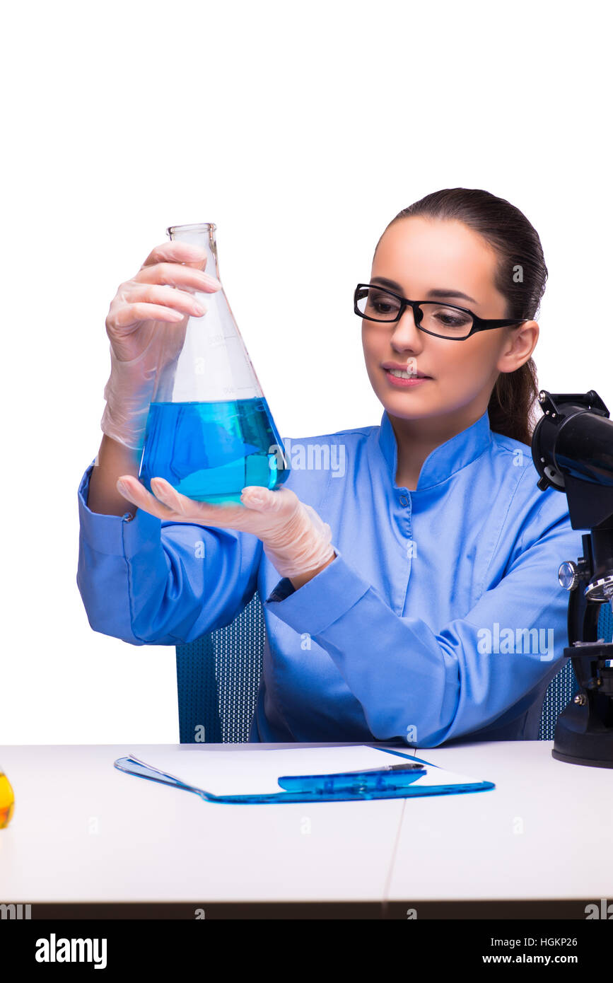 Young female doctor in lab isolated on white Stock Photo - Alamy