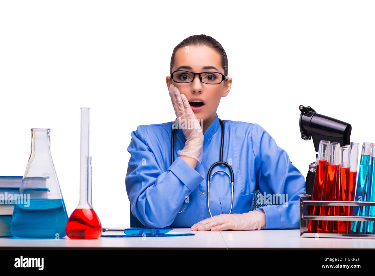 Young female doctor in lab isolated on white Stock Photo - Alamy