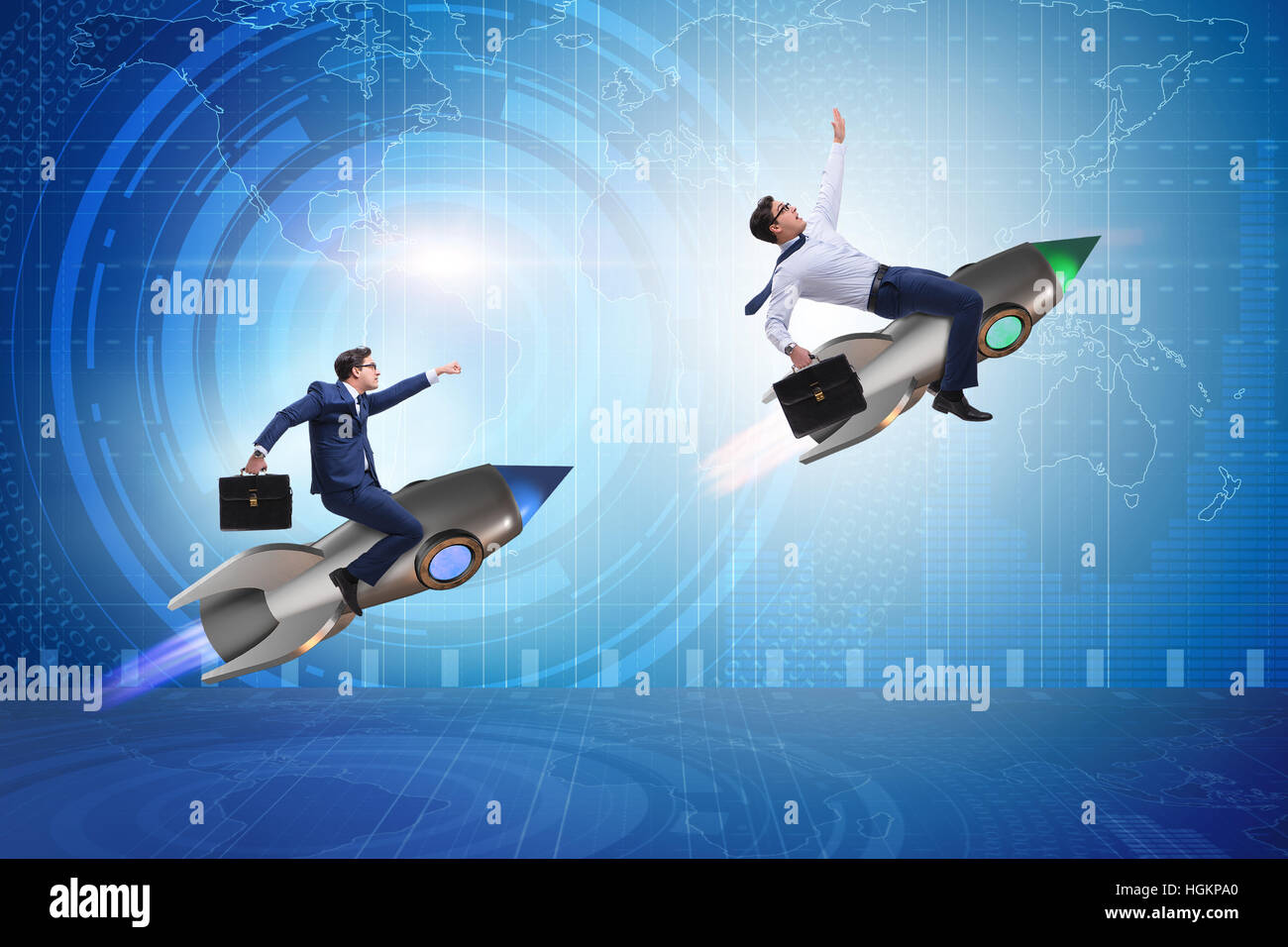 Global competition concept with chasing businessmen Stock Photo - Alamy