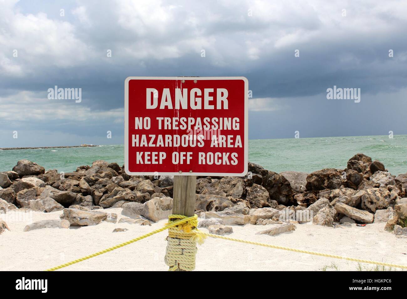 A Danger Sign on the beach Stock Photo - Alamy