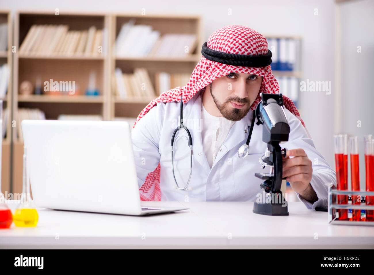 Arab doctor working in the lab hospital Stock Photo - Alamy