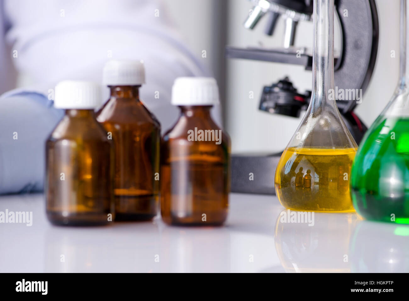 Chemical bottles in the lab Stock Photo - Alamy