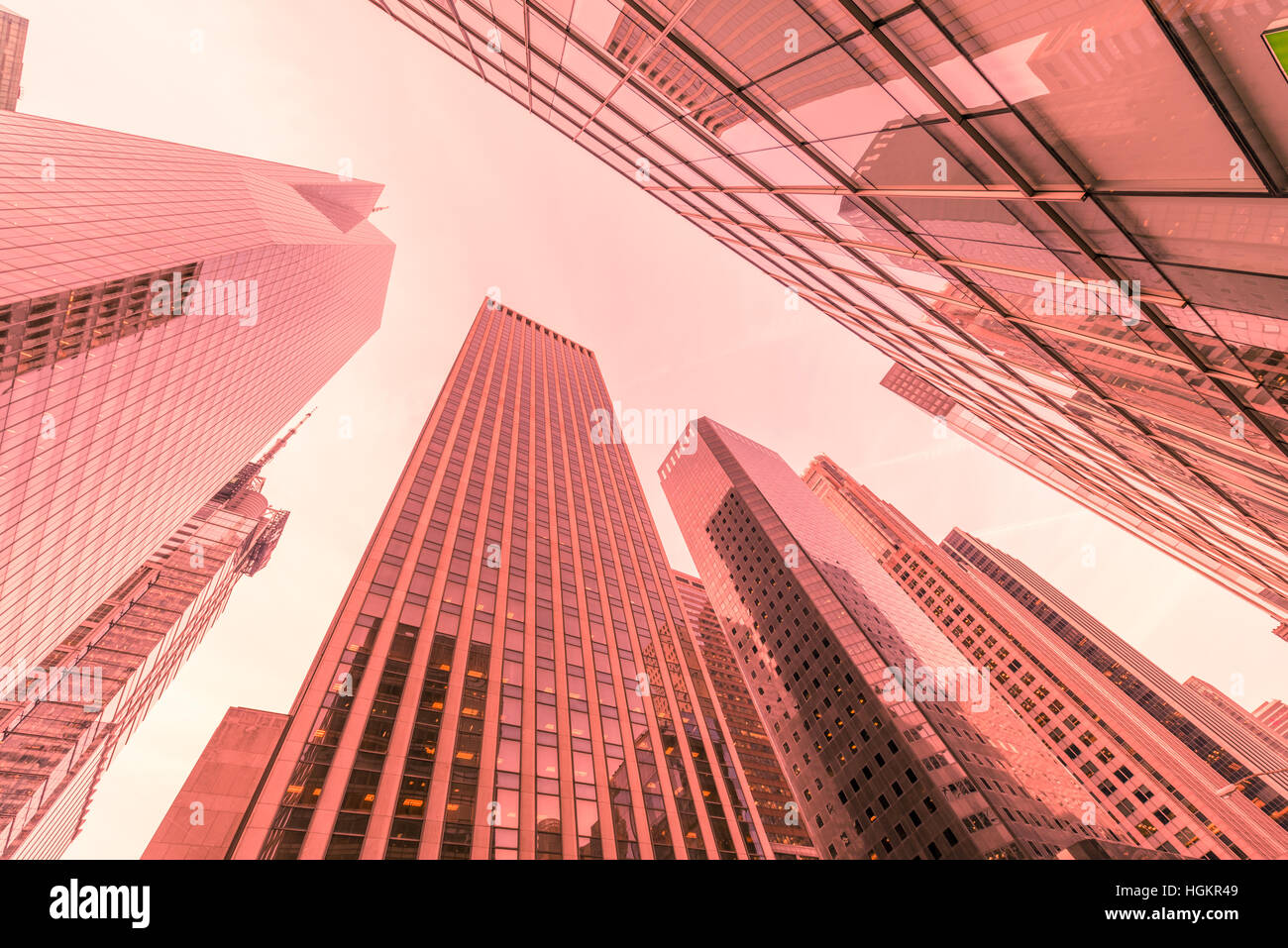 New York skyscrapers vew from street level Stock Photo - Alamy