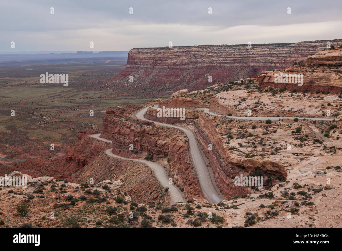 The steep switchbacks of Moki Dugway on Utah State Highway 261 from the ...