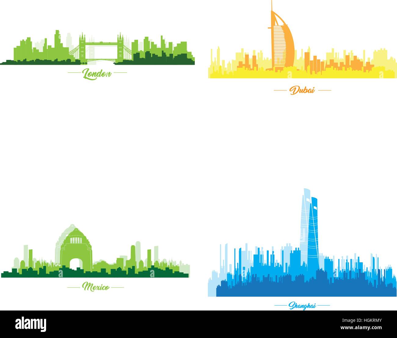 Set of different skylines Stock Vector Image & Art - Alamy