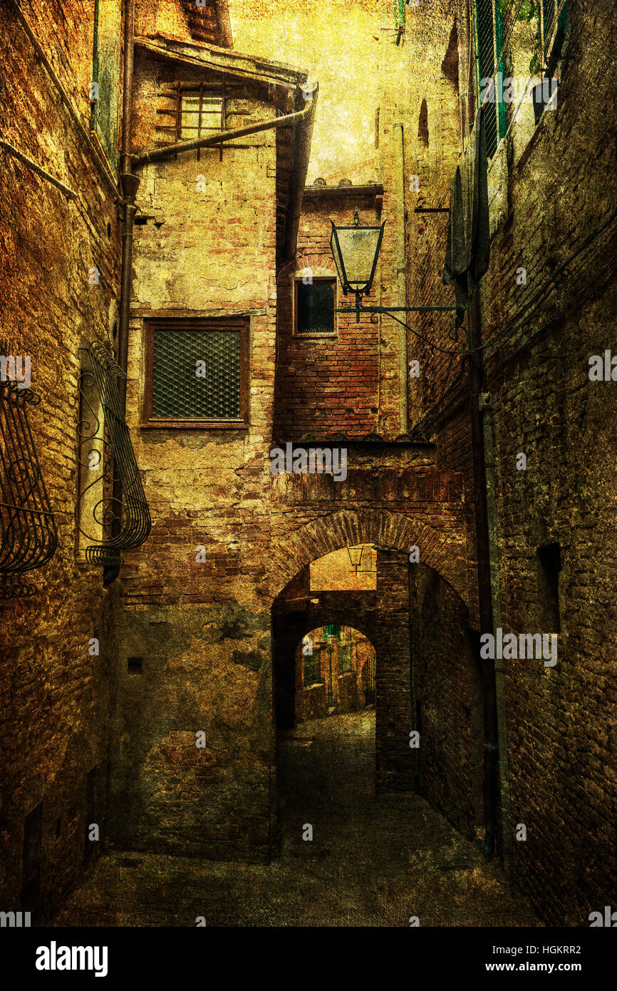 picture of a medieval alley in Edinburgh with grunge texture Stock ...