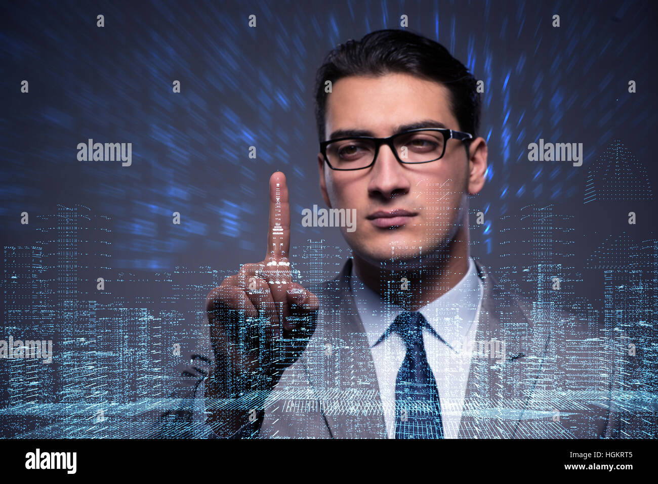Businessman of digital age in concept Stock Photo - Alamy