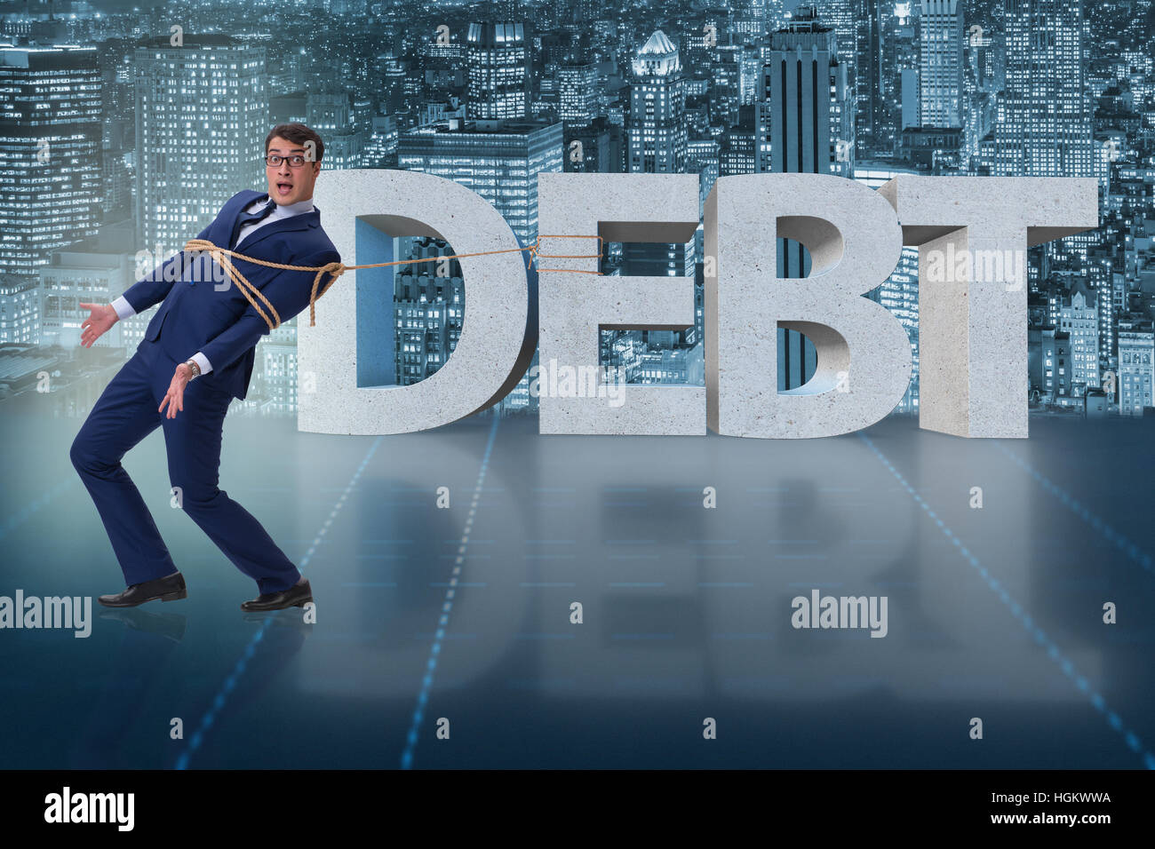 Man in debt business concept Stock Photo - Alamy