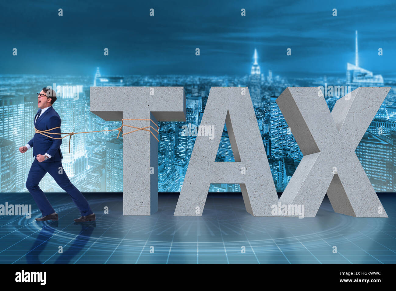 Businessman suffering from high taxes Stock Photo - Alamy