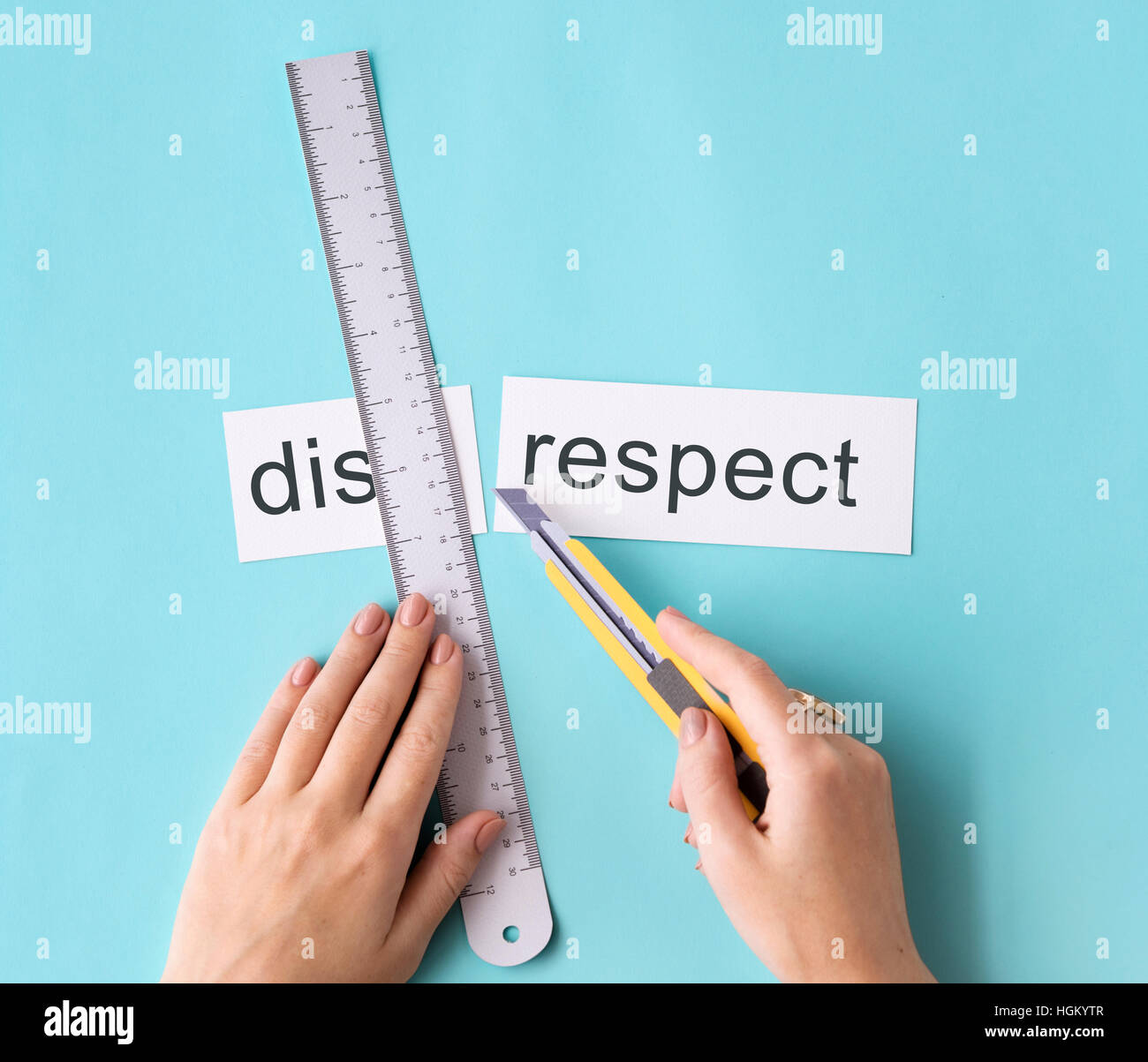 Disrespect Hands Cut Word Split Concept Stock Photo - Alamy