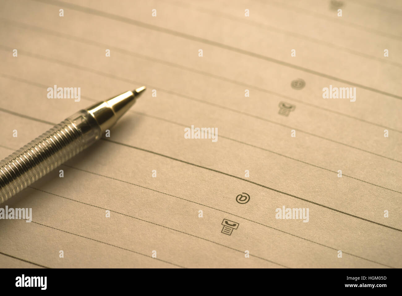 closeup to open notebook with business contacts Stock Photo - Alamy