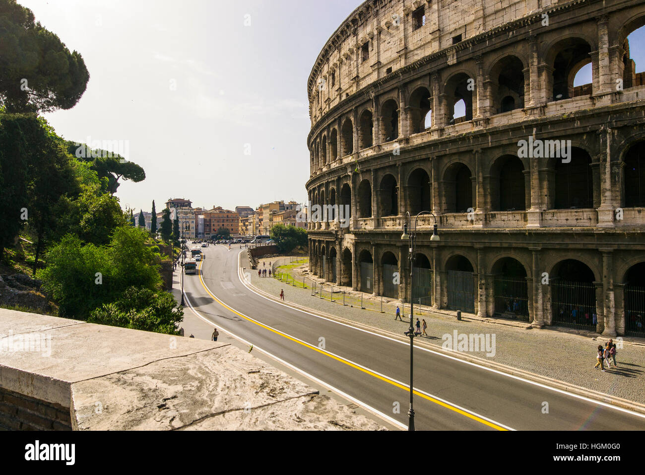 external photo of the Colosseum and a road Stock Photo - Alamy