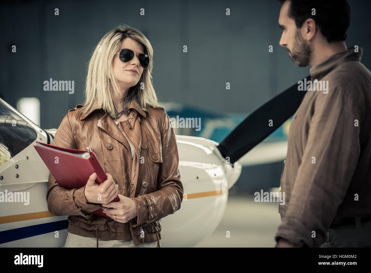 Female pilot with instructor Stock Photo - Alamy