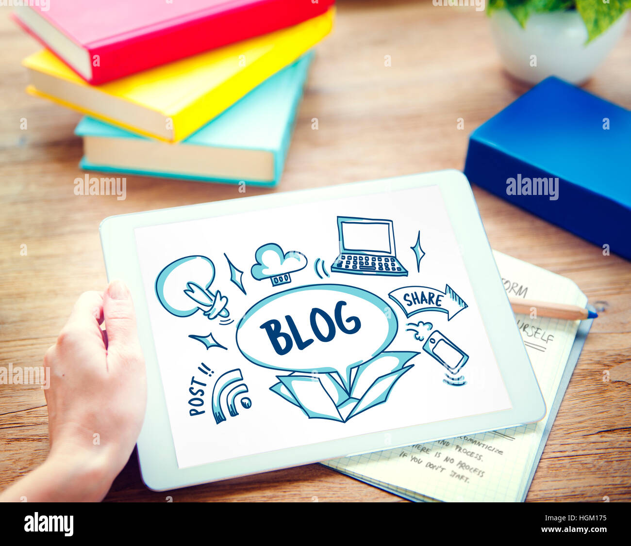 Blog Ideas Outside Box Sketch Concept Stock Photo - Alamy