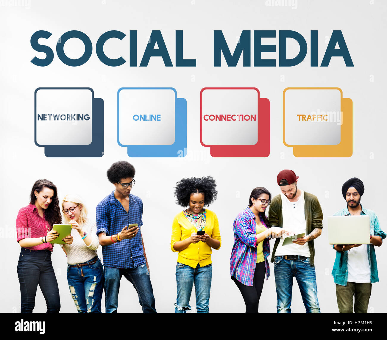 Social Media Box Buttons Concept Stock Photo - Alamy