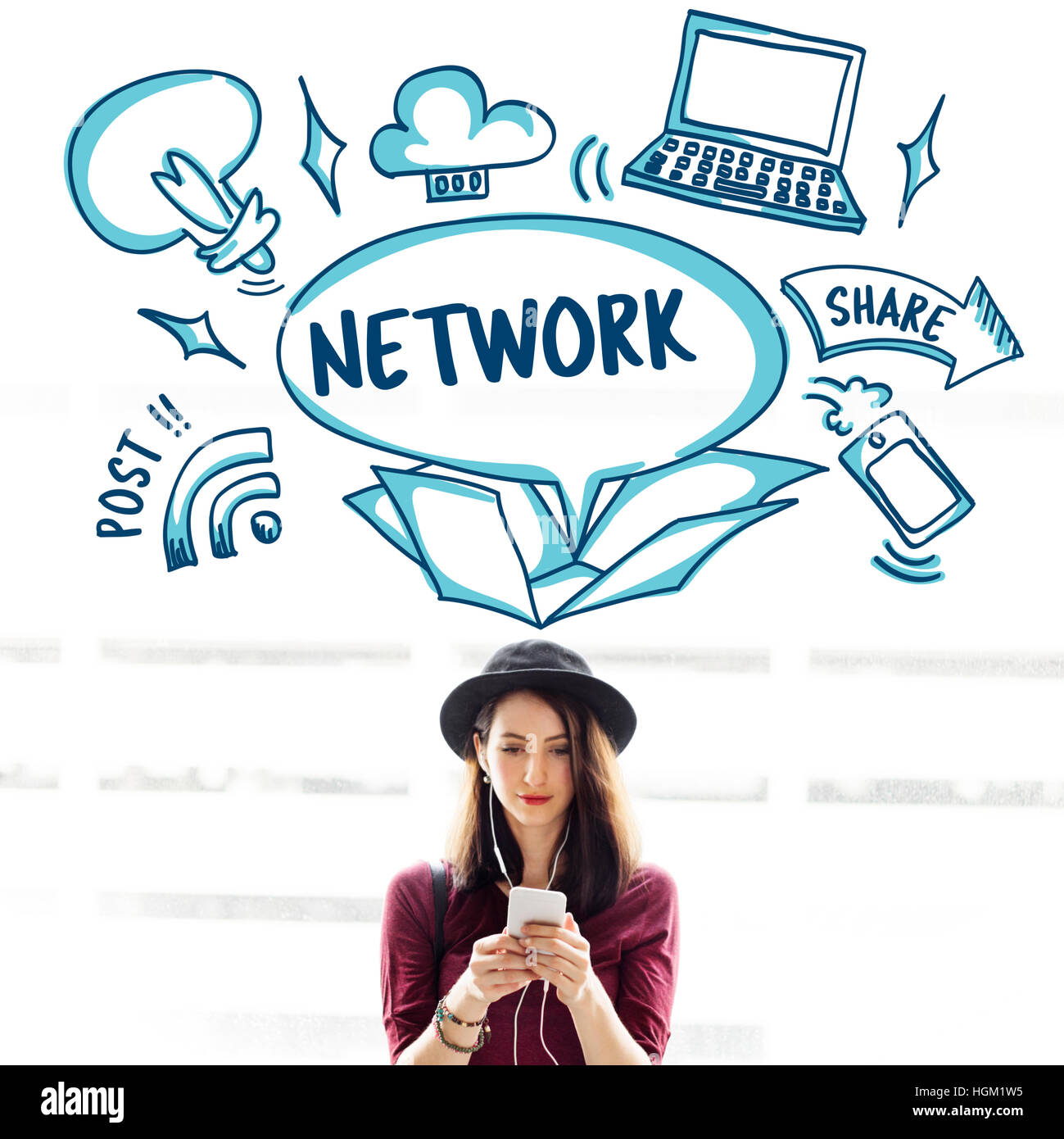 Network Connection Ideas Outside Box Sketch Concept Stock Photo - Alamy