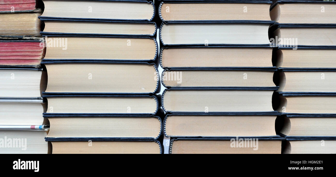 piles of book lined up Stock Photo - Alamy