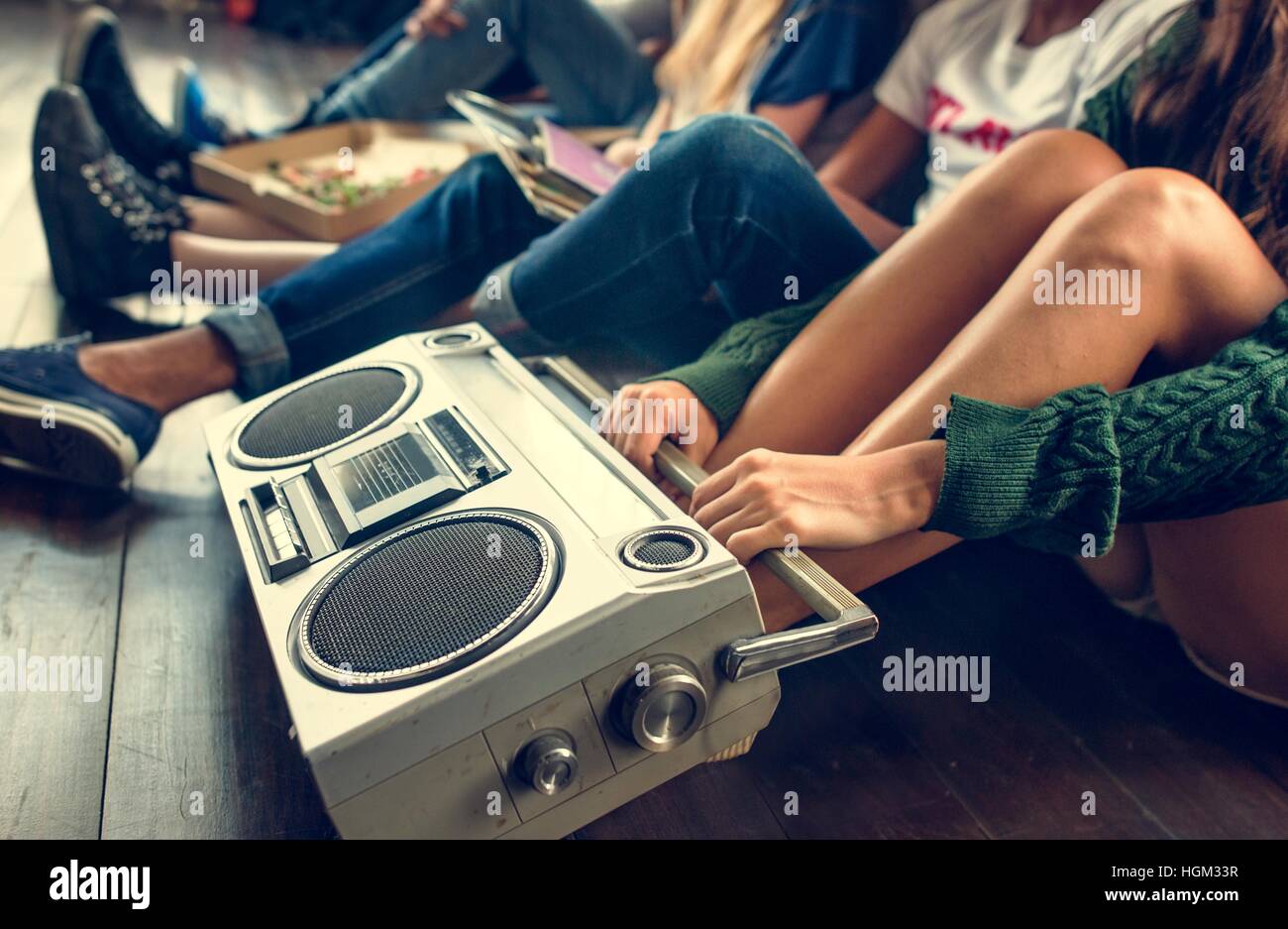 Radio Music Friends Unity Style Teens Casual Concept Stock Photo - Alamy