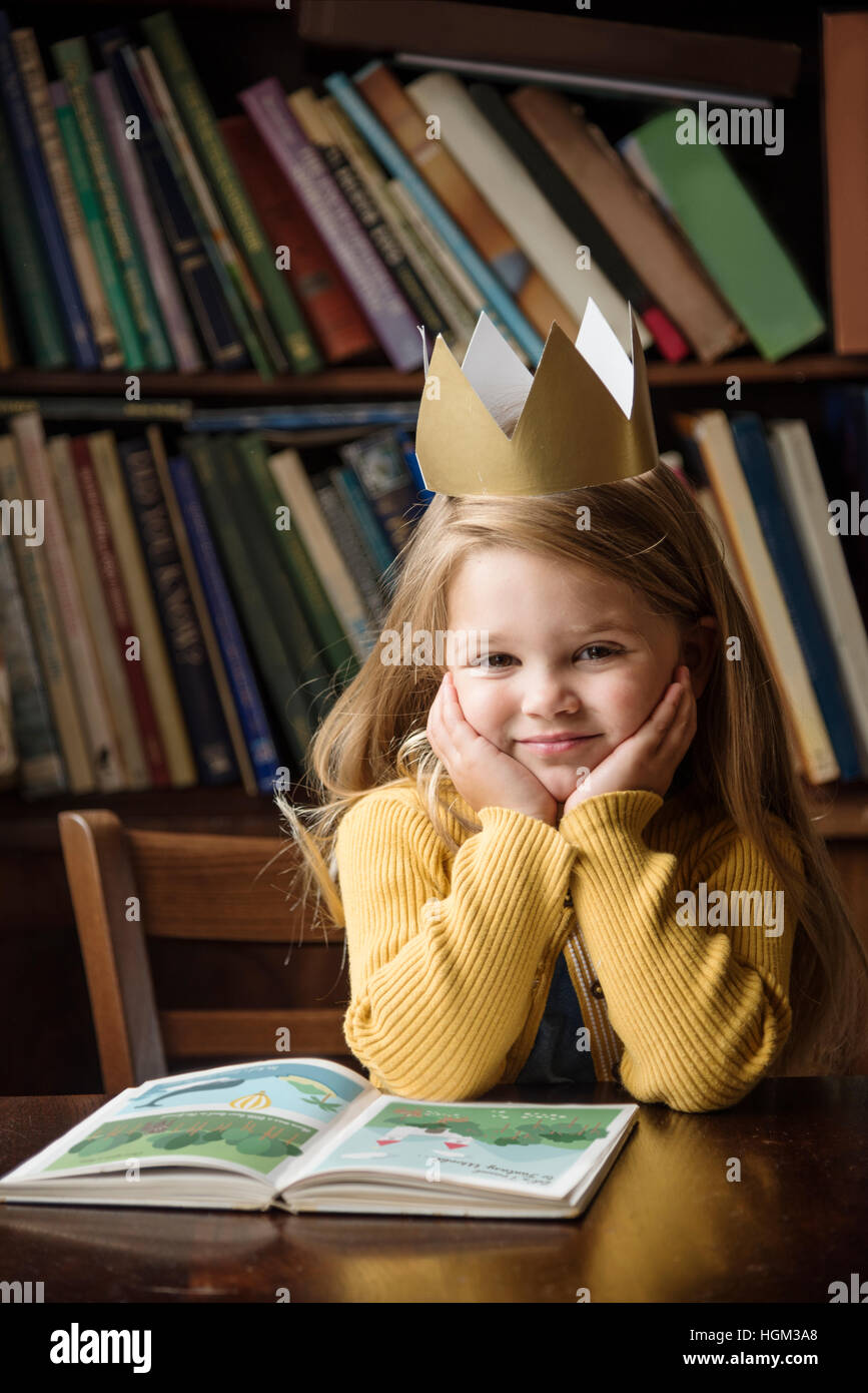 Adorable Cute Girl Reading Storytelling Concept Stock Photo - Alamy
