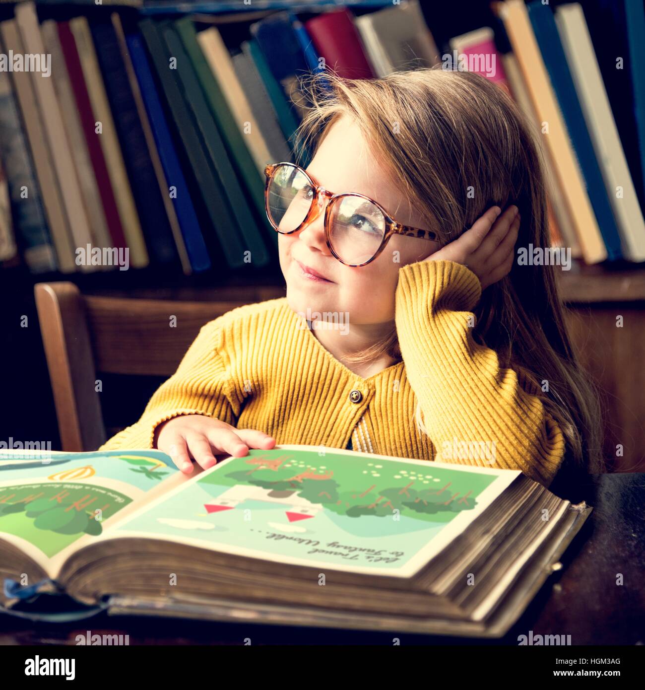 Adorable Cute Girl Reading Storytelling Concept Stock Photo - Alamy