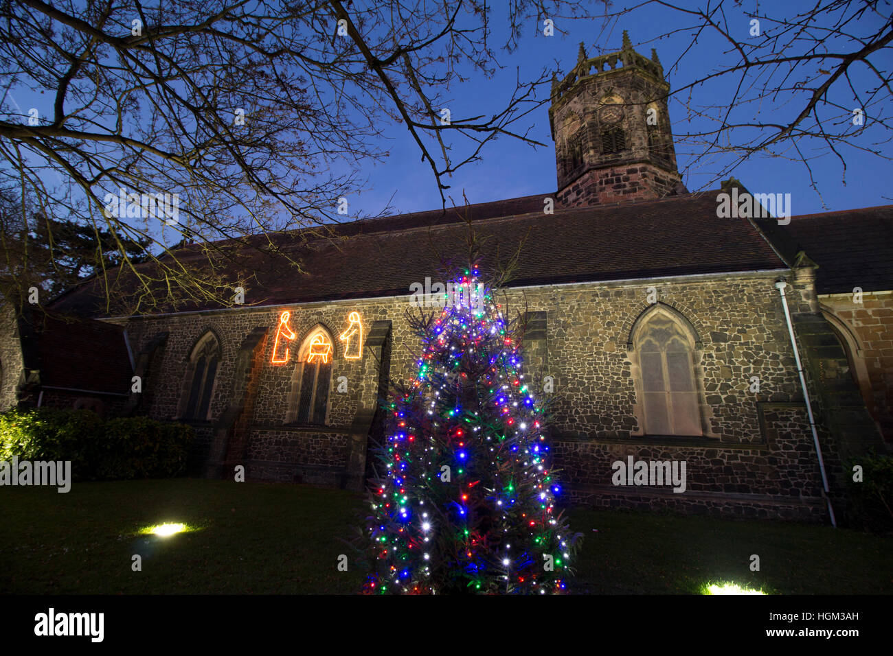 Christmas lights in Atherstone Town Centre. Picture shows St Mary's ...