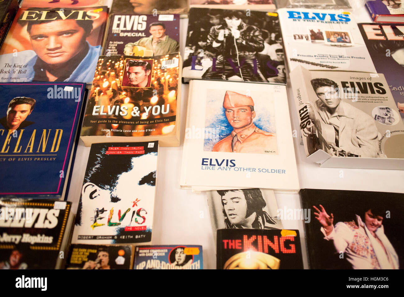 Elvis tribute contest in Birmingham. Books on display at the exhibition ...