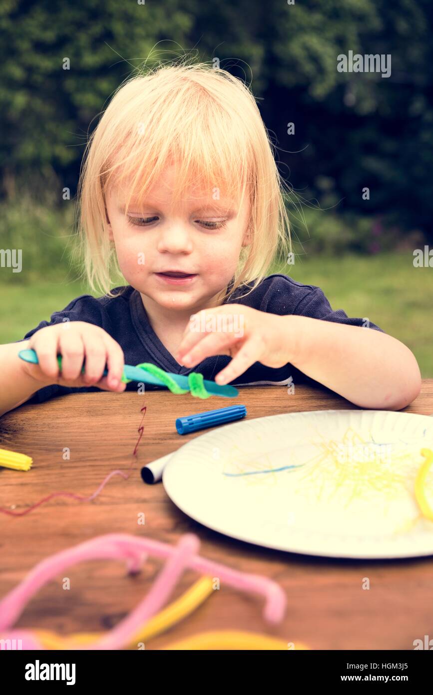 Kid Learning Painting Drawing Art Concept Stock Photo - Alamy