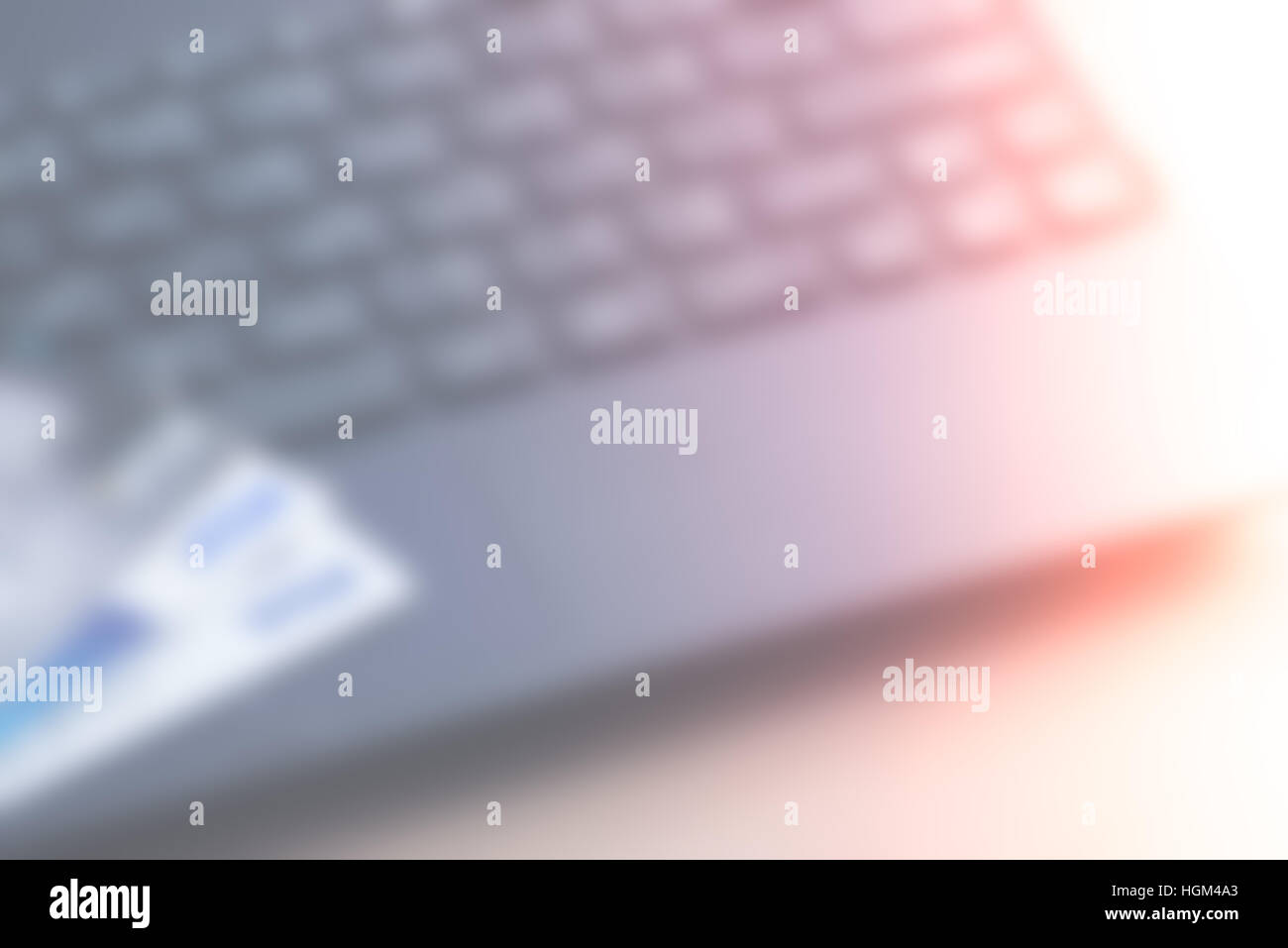 blurry credit card and laptop background with sunlight Stock Photo - Alamy