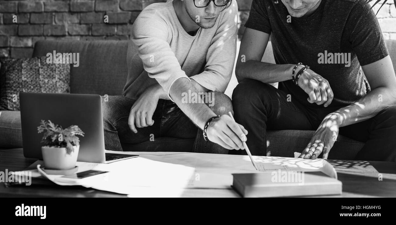 People Meeting Discussion Design Talking Blueprint Concept Stock Photo ...