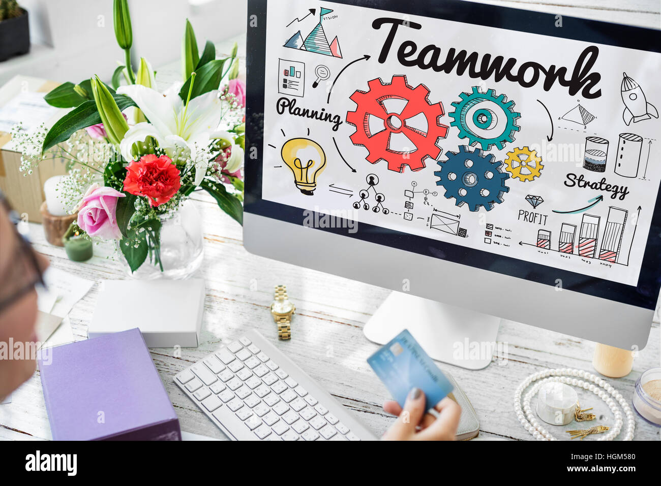 Teamwork Collaboration Unity Corporate Gear Concept Stock Photo - Alamy