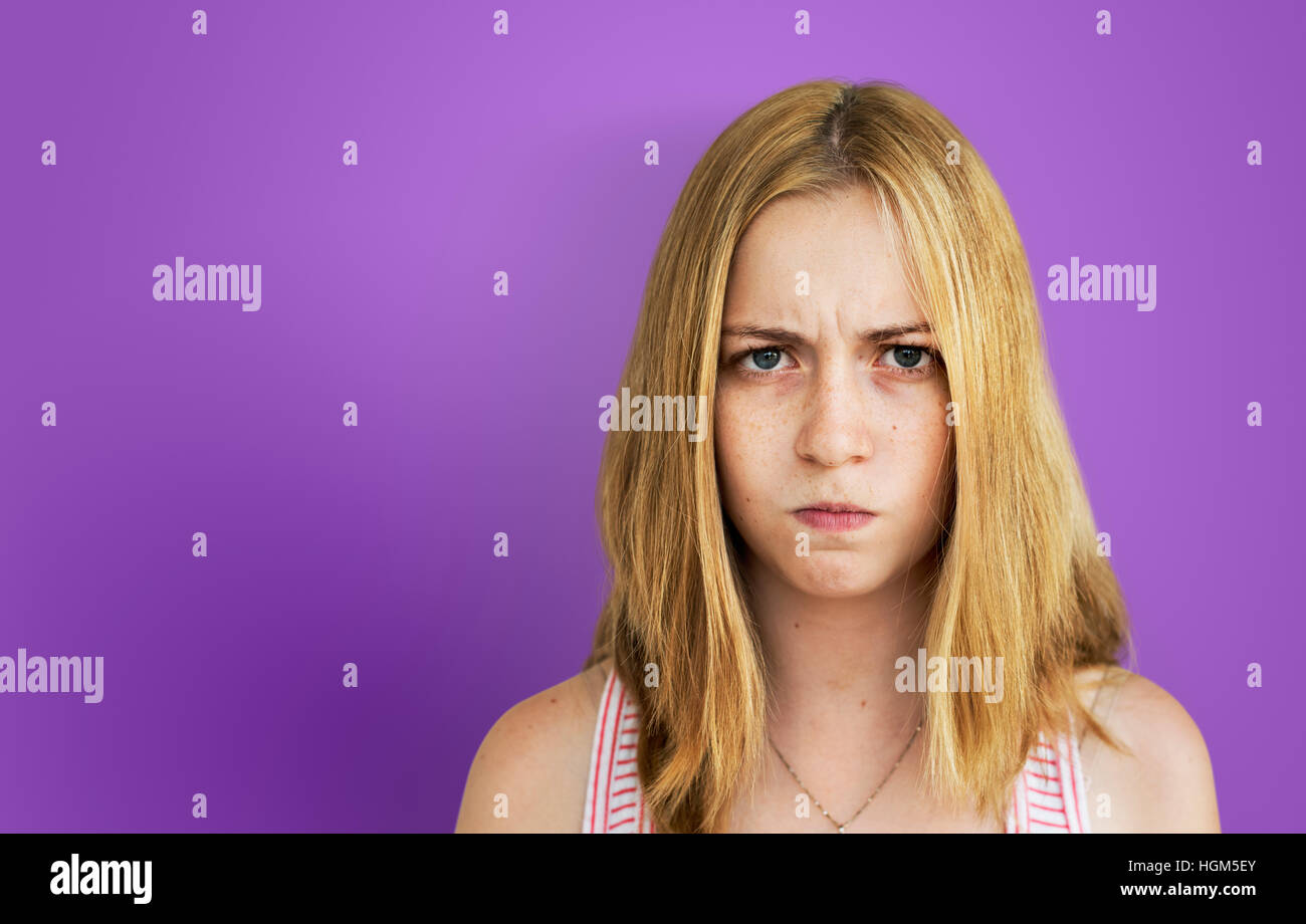 Young Girl Envy Irritated Concept Stock Photo - Alamy