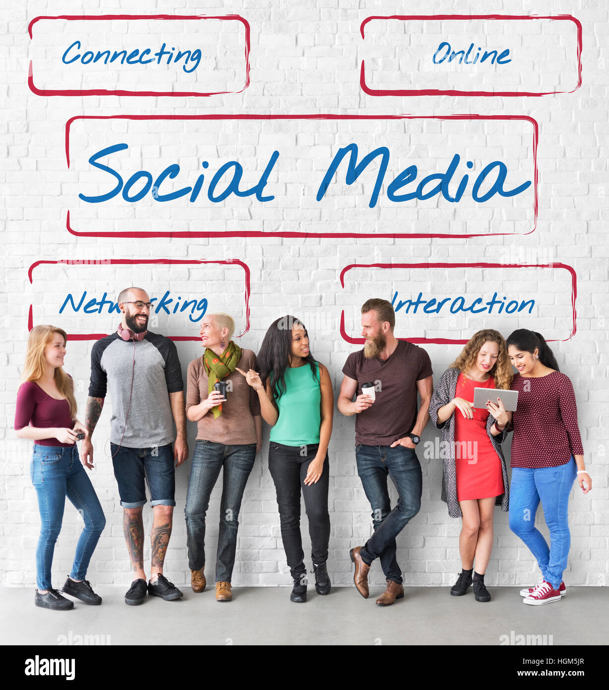 Social Media Netowrking Interaction Online Connection Concept Stock ...