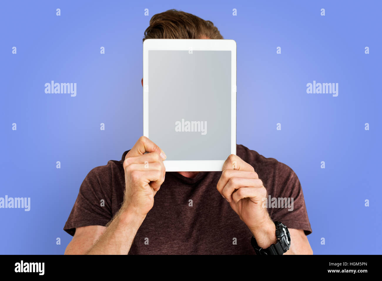 Person Holding Tablet Face Concept Stock Photo - Alamy