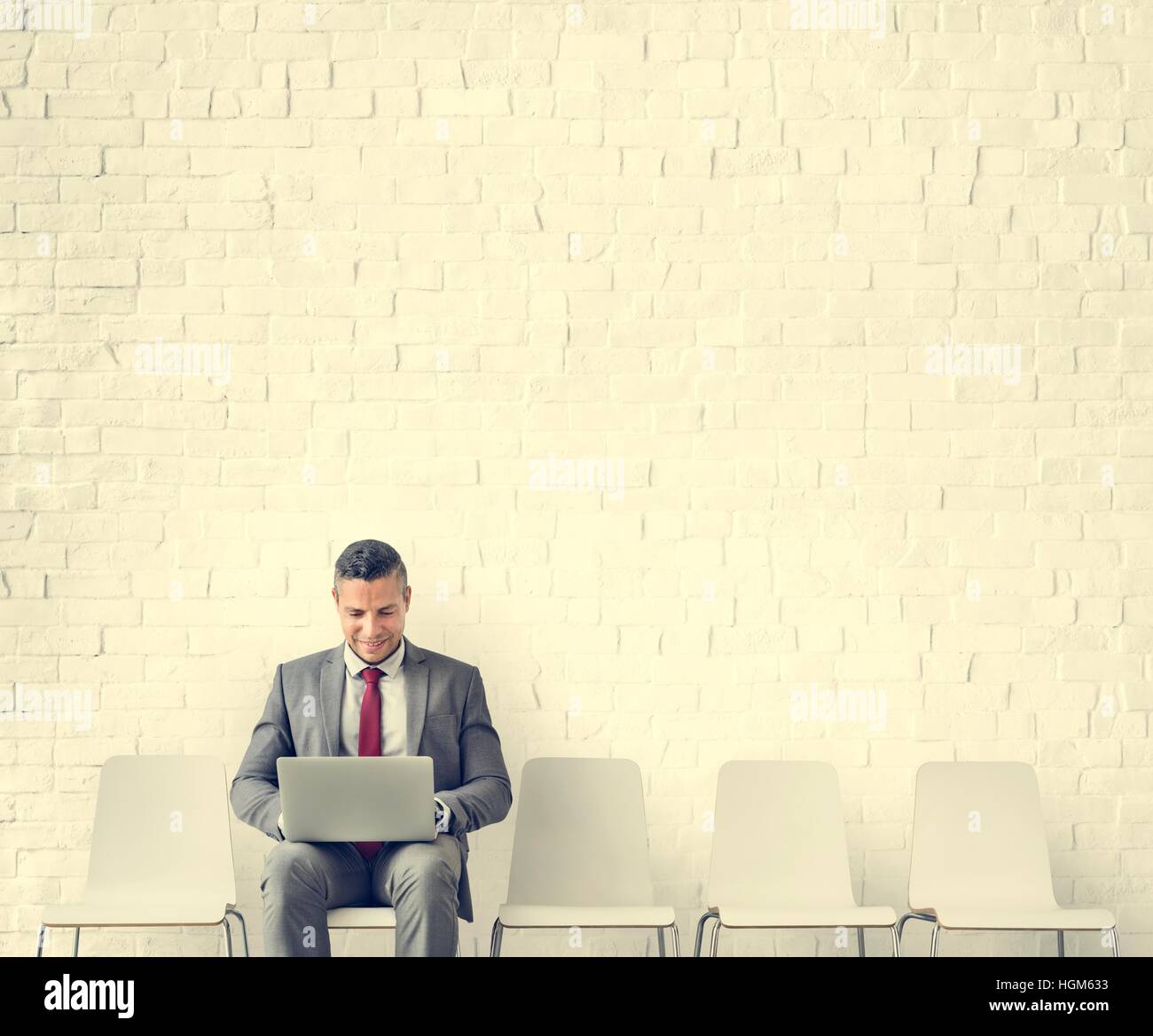 Businessman Using Laptop Connection Communication Concept Stock Photo ...