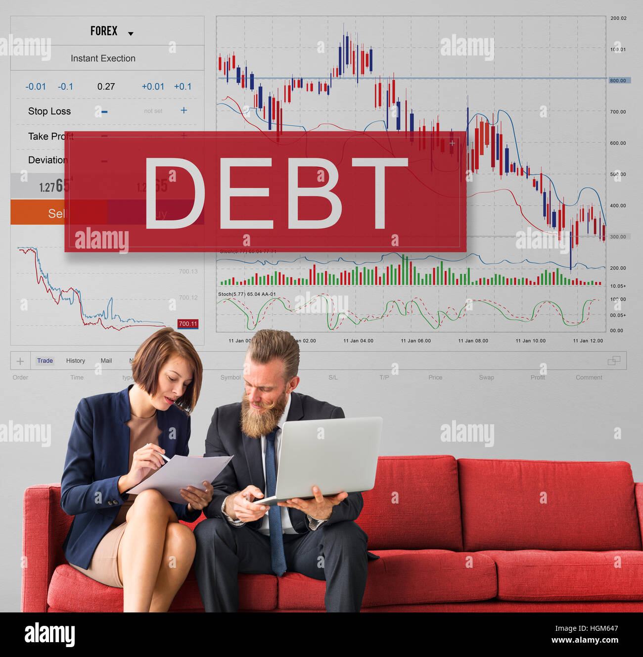 Debt Chart Graphic Diagram Concept Stock Photo - Alamy
