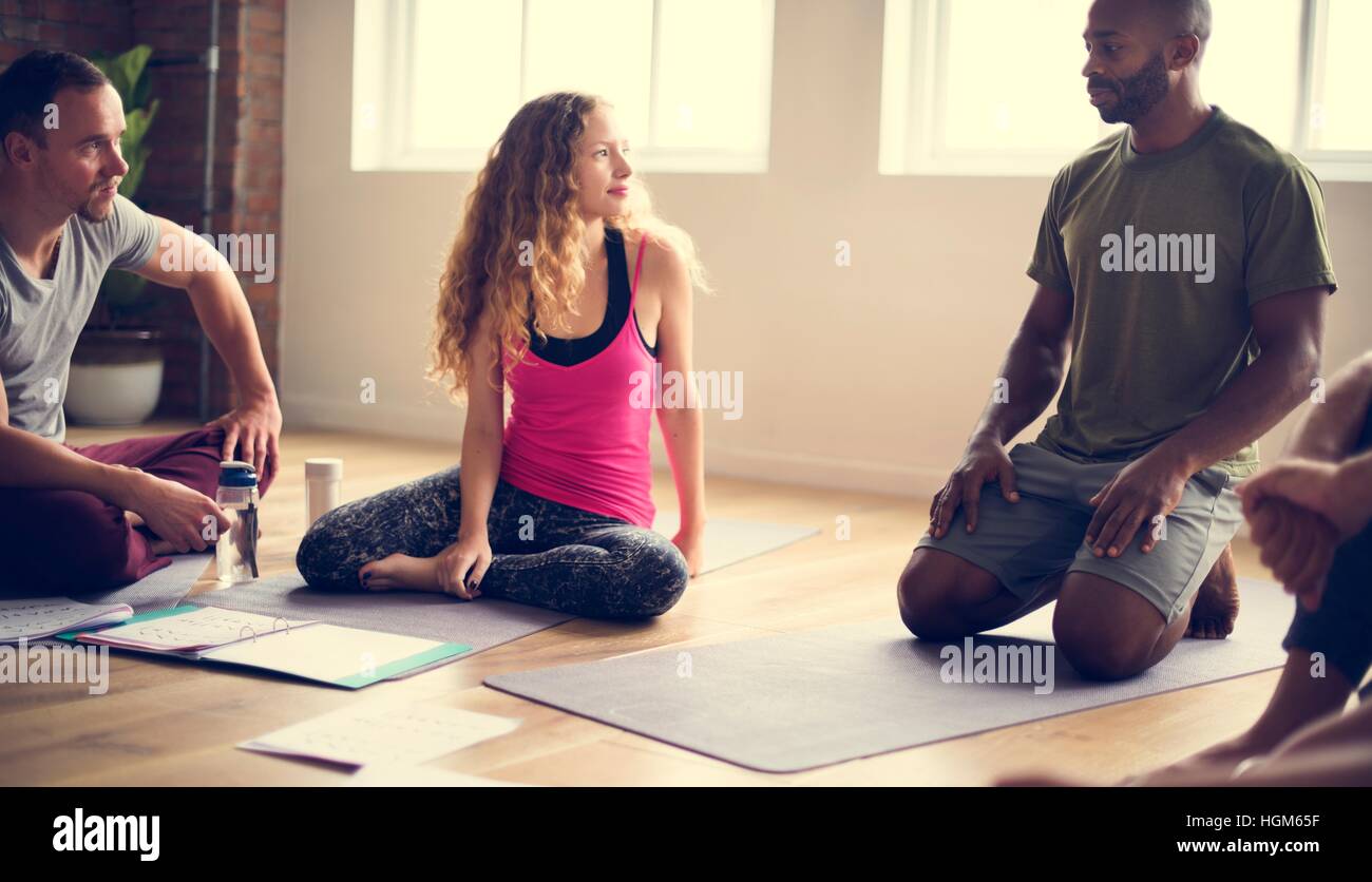 Exercise International Group Relaxation Fitness Concept Stock Photo - Alamy