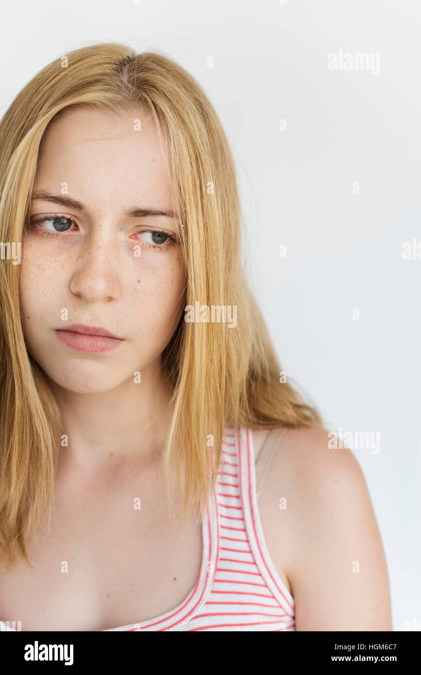 Woman Face Expression Sad Unhappy Concept Stock Photo - Alamy