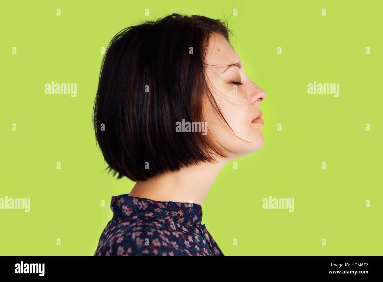 Woman Side View Close Eyes Thinking Concept Stock Photo - Alamy