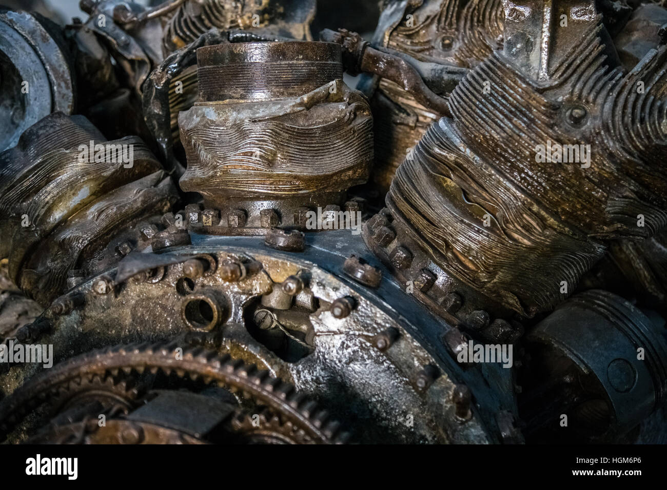 Close up shot of world war 2 airplane piston engine Stock Photo - Alamy