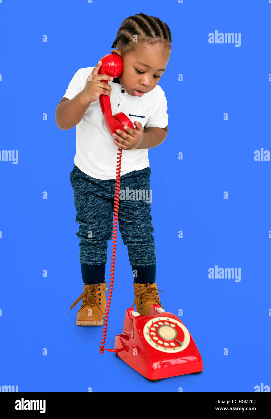 Little Girl Red Telephone Concept Stock Photo - Alamy