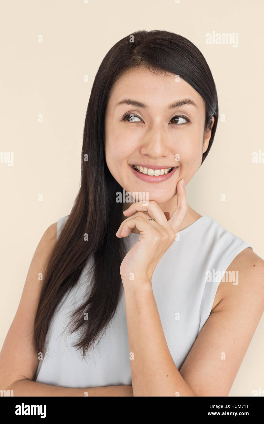 Woman Smiling Happiness Portrait Concept Stock Photo - Alamy