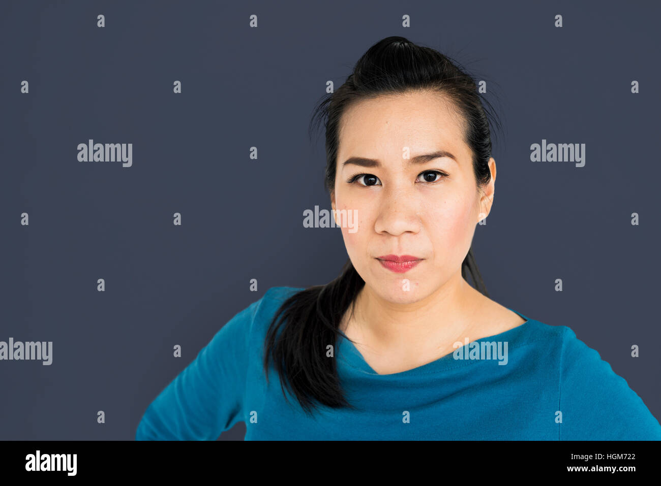 Woman Seriouss Studio Portrait Concept Stock Photo - Alamy