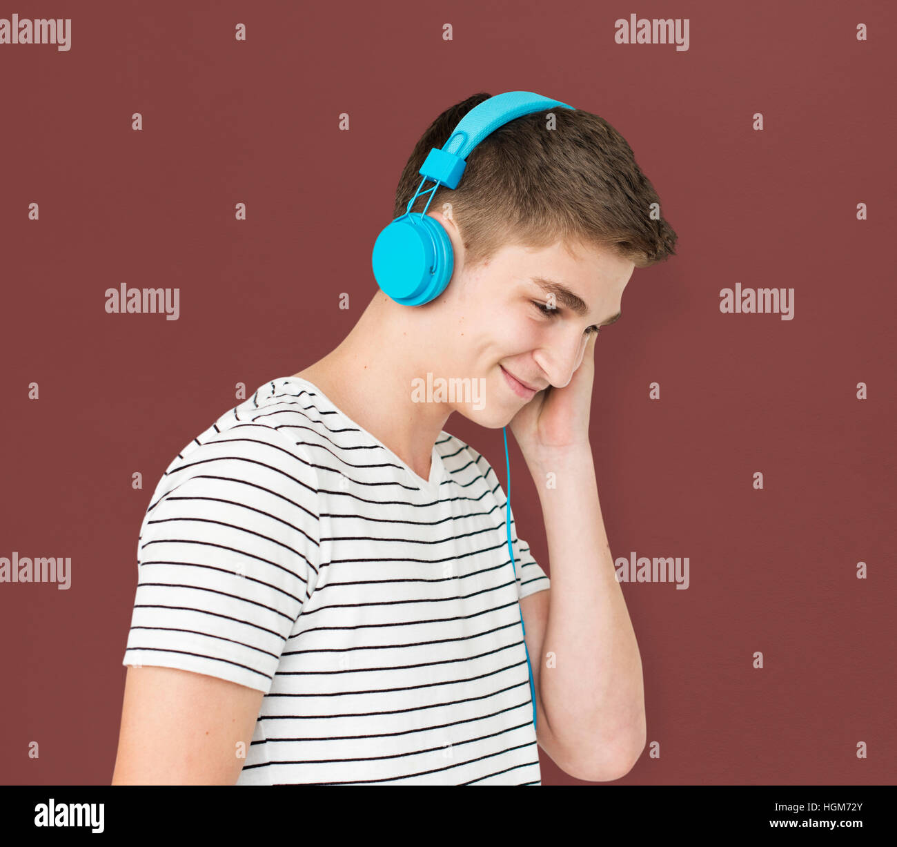 Man Smiling Happiness Music Entertainment Portrait Concept Stock Photo ...