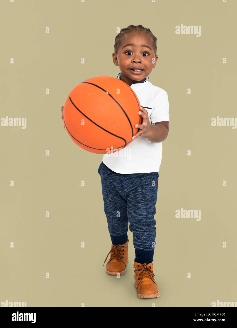 Little Kid With Basketball Concept Stock Photo - Alamy