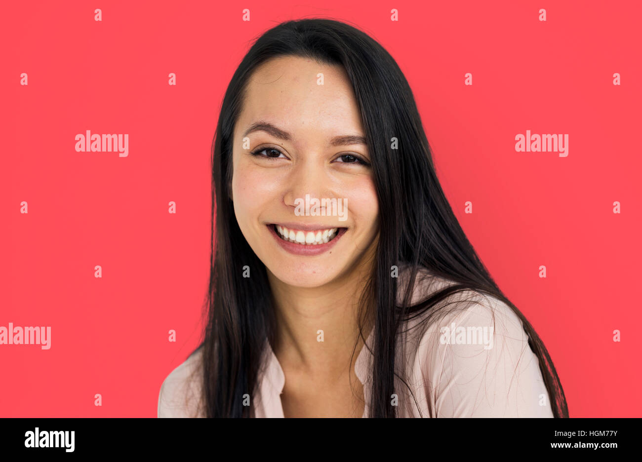 Woman Cheerful Portrait Studio Concept Stock Photo - Alamy