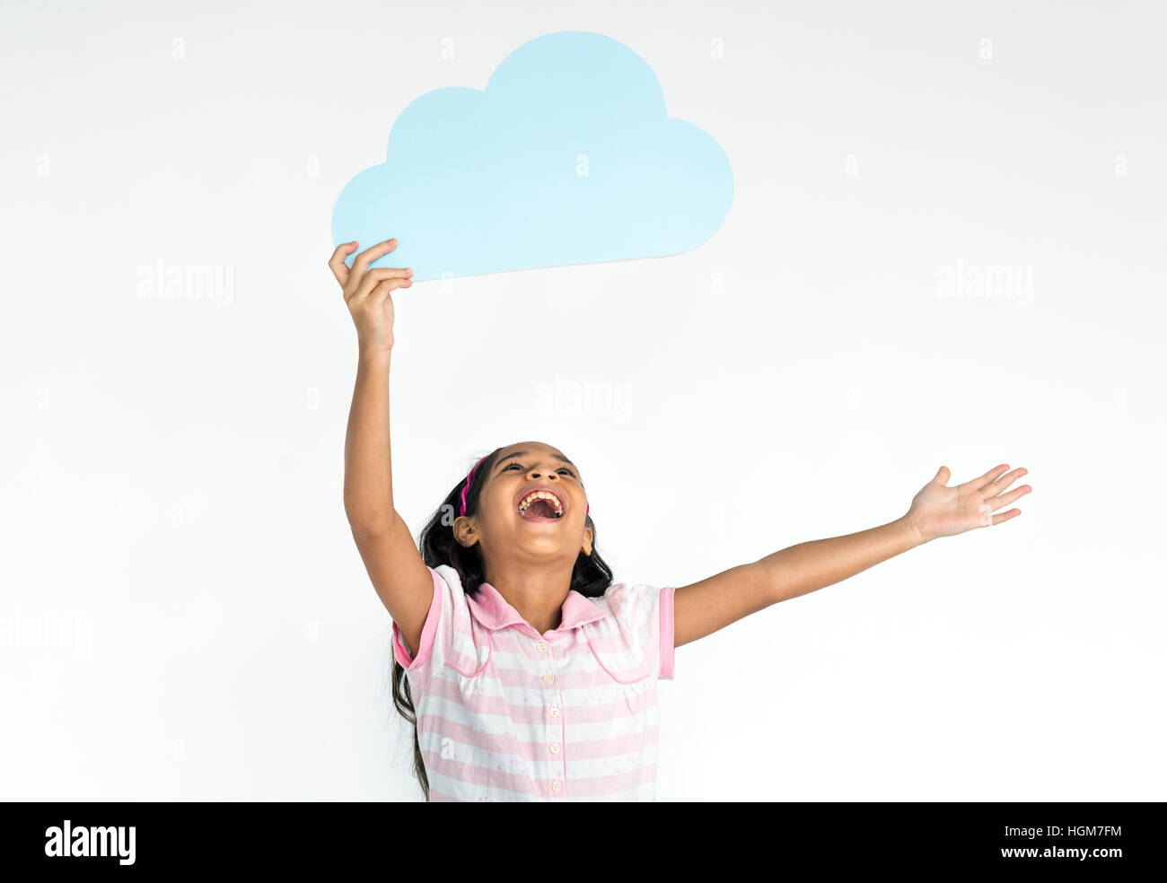 Little Girl Kid Adorable Cute Cloud Network Portrait Concept Stock ...