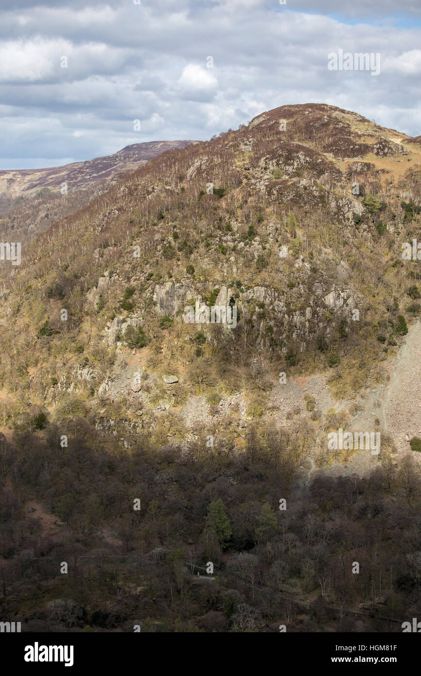 The Bowderstone Pinnacle viewed from Castke Crag, Borrowdale, The Lake ...