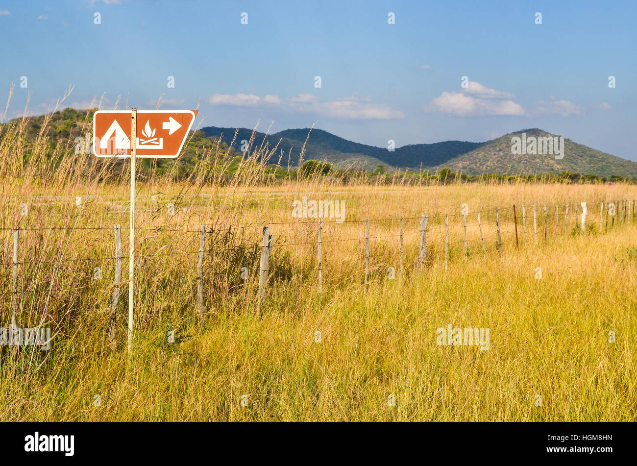 Camping sign and open landscape in Namibia Stock Photo - Alamy
