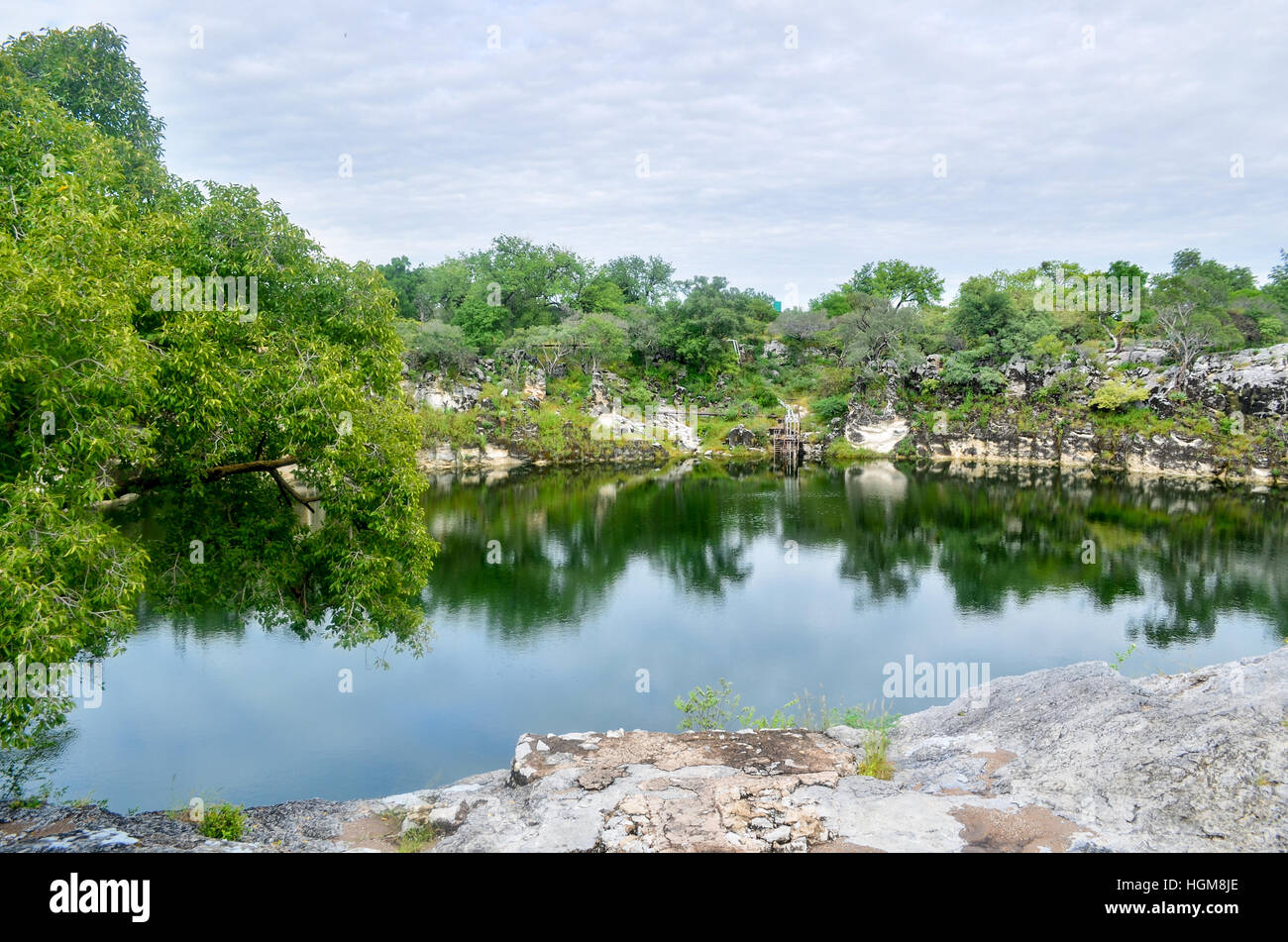 Oshikoto sinkhole, lake in Namibia Stock Photo - Alamy