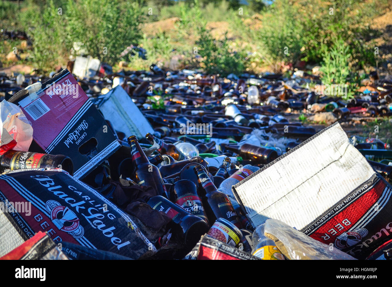 Trash (beer bottles) in northern Namibia Stock Photo - Alamy